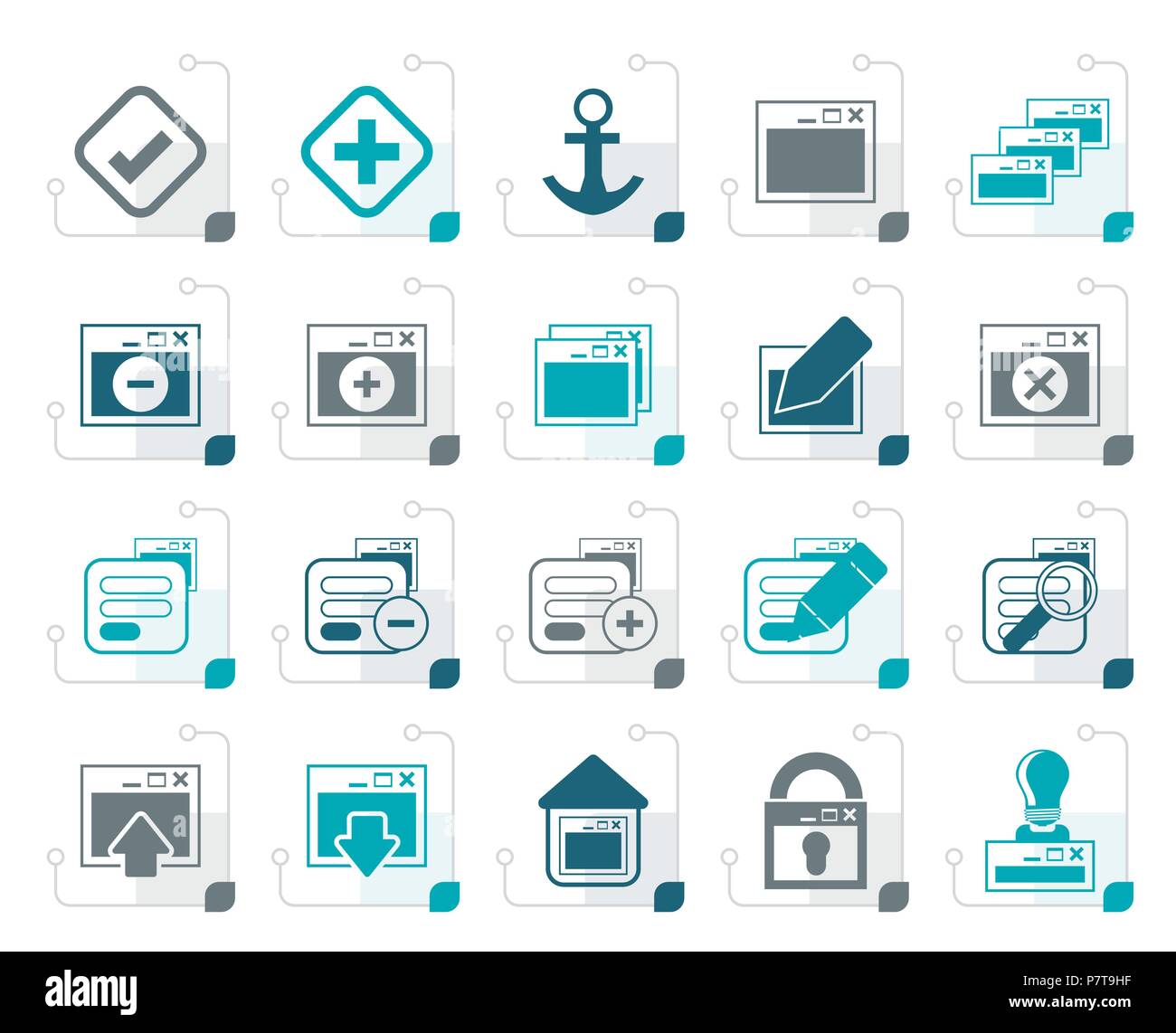 Stylized Application Programming Server And Computer Icons Vector 