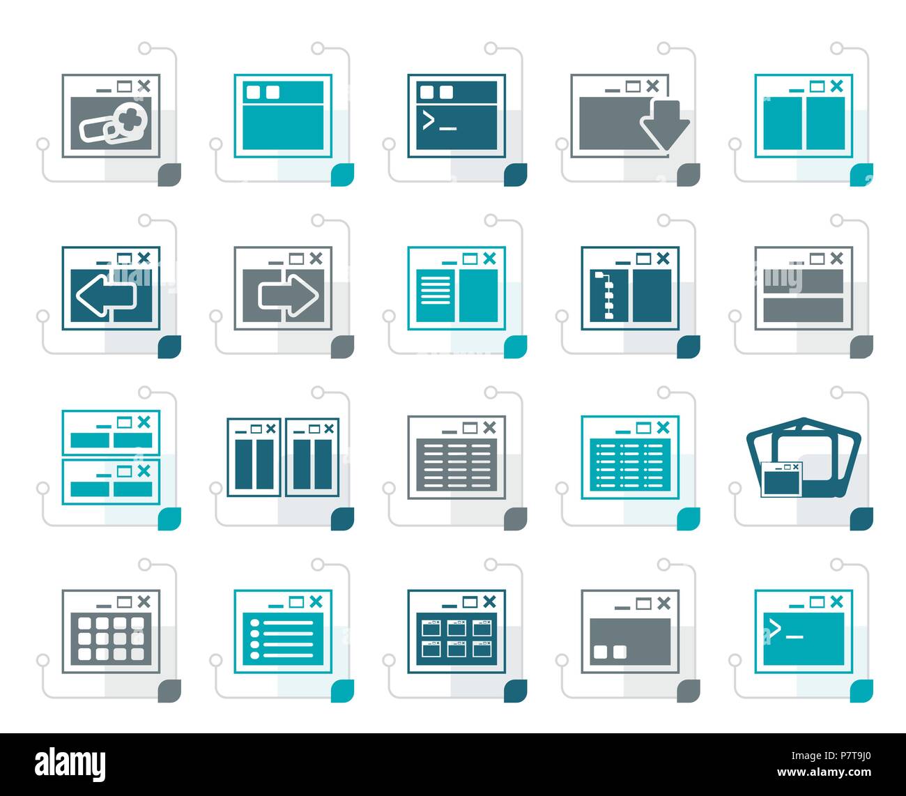 Stylized Application Programming Server And Computer Icons Vector 