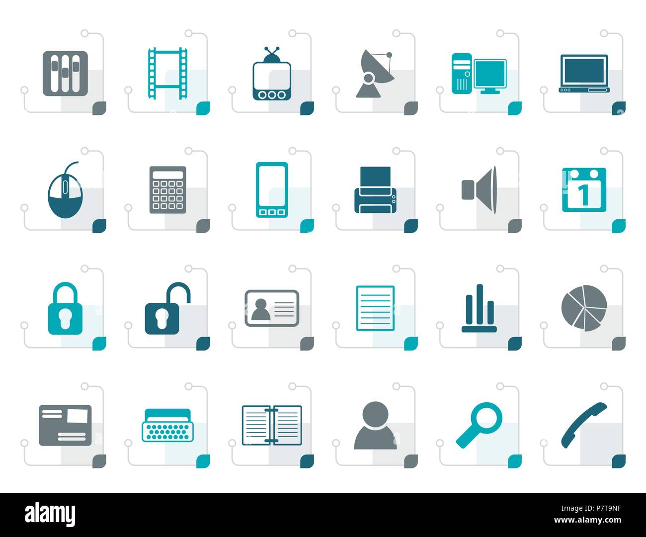 Stylized Business and office icons - vector icon set Stock Vector Image ...
