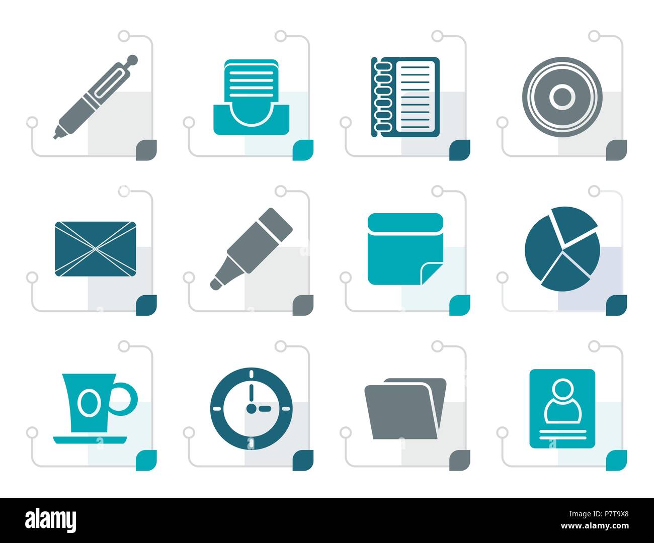 Stylized Office & Business Icons - Vector icon Set Stock Vector Image ...