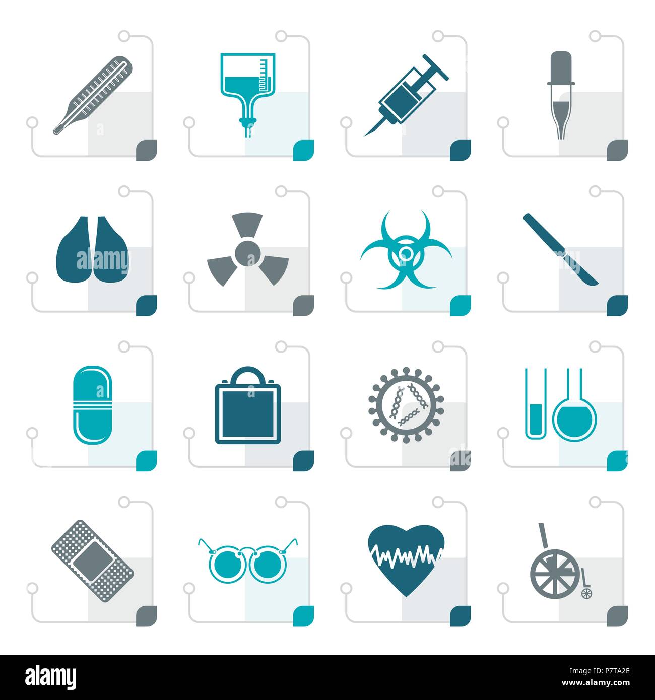 Stylized collection of medical themed icons and warning-signs vector ...