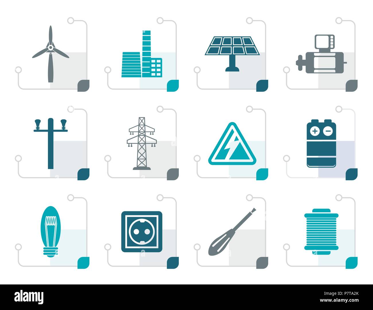 Stylized Electricity and power icons - vector icon set Stock Vector ...