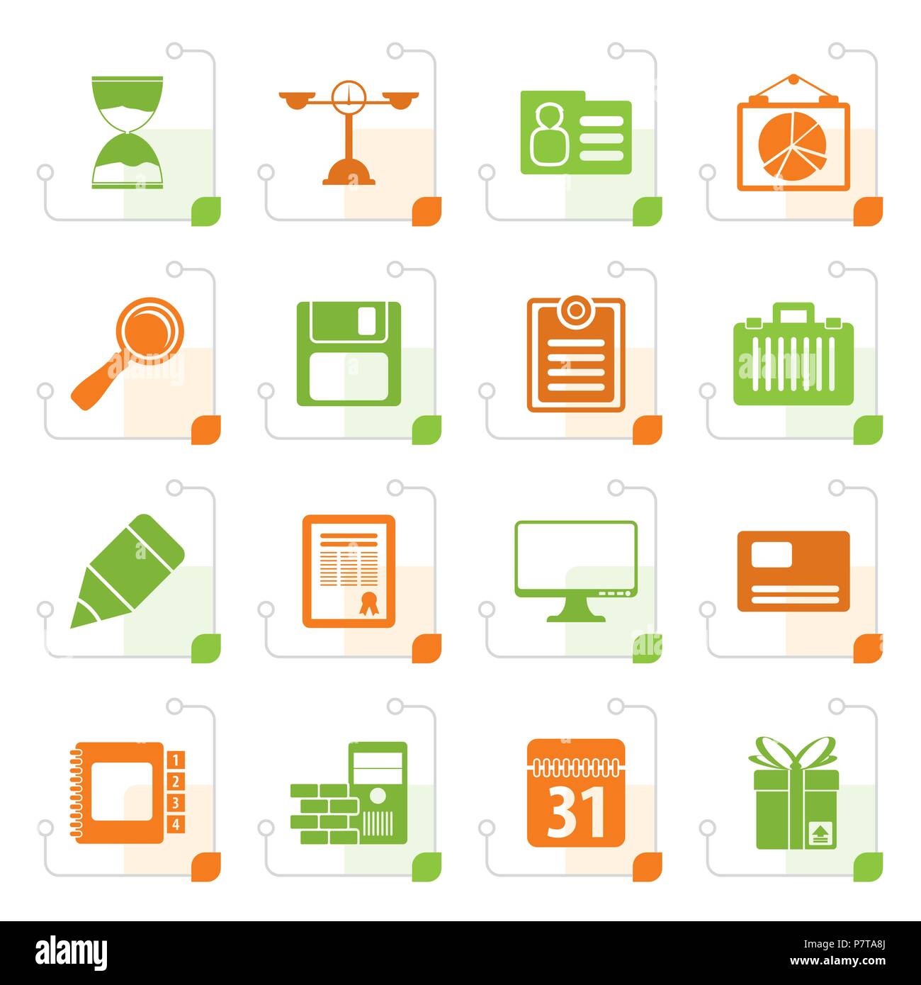 Stylized Business and office icons - vector icon set Stock Vector Image ...
