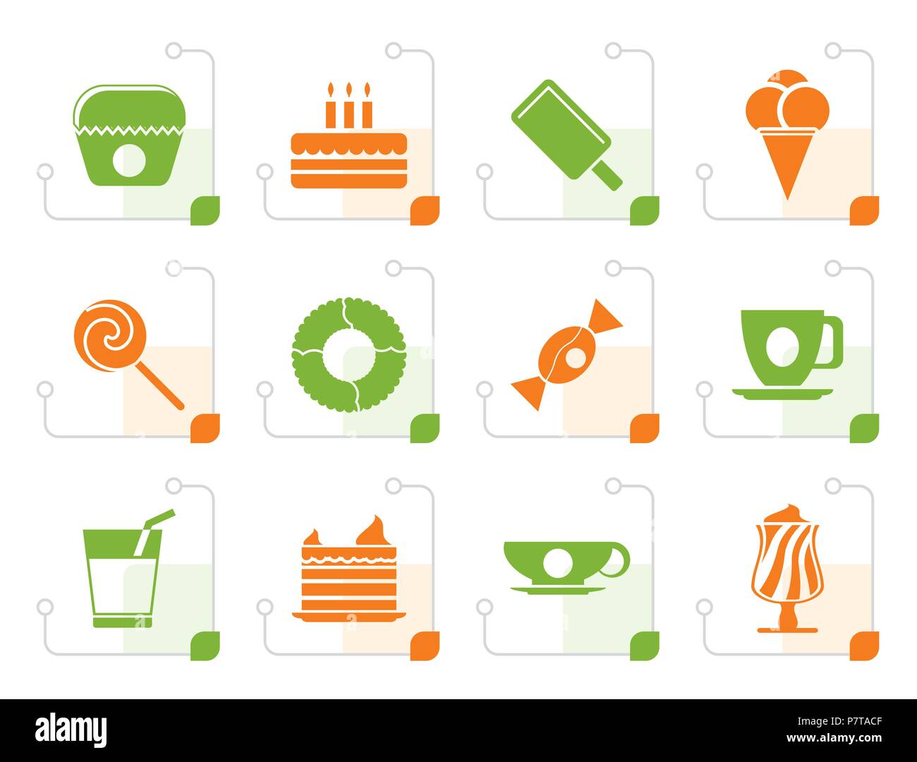 Stylized Sweet food and confectionery icons - vector icon set Stock ...