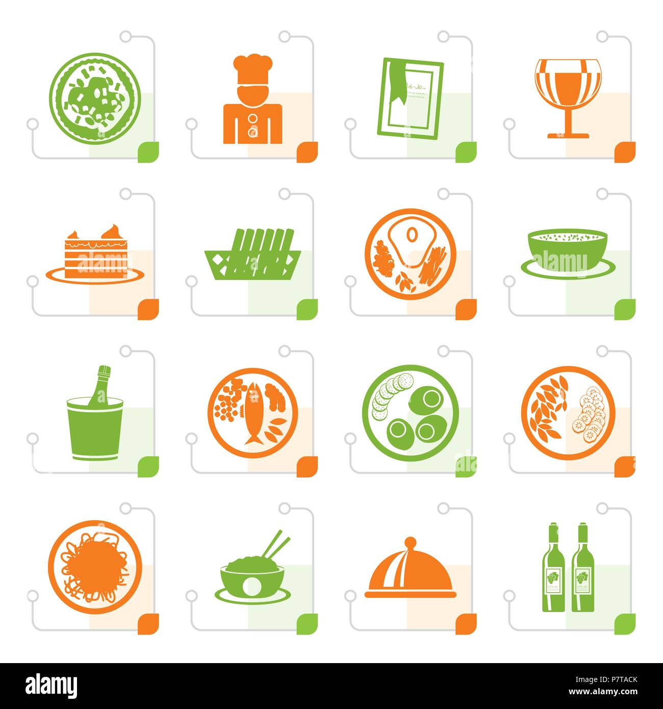 Stylized Restaurant, food and drink icons - vector icon set Stock ...