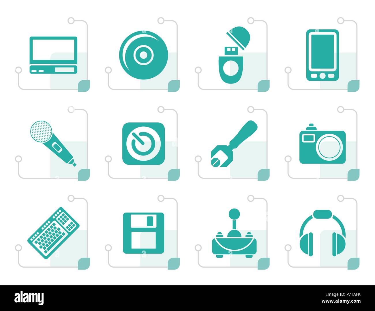 Stylized Computer and mobile phone elements icons - vector icon set ...