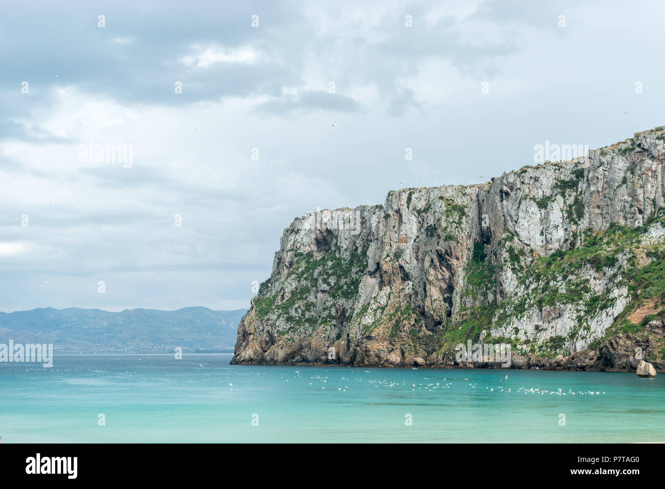 Views of the Mediterranean Sea and the cliff next to the Quemado beach ...