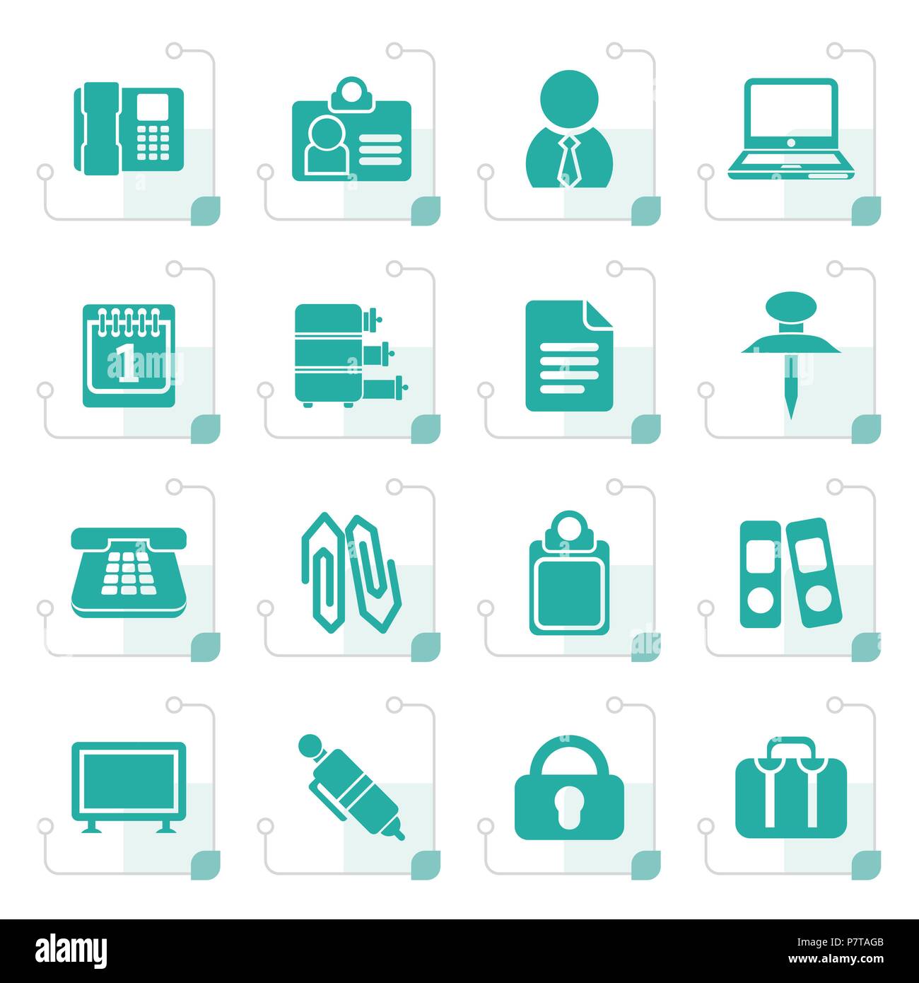 Stylized Business and Office icons - vector icon set Stock Vector Image ...