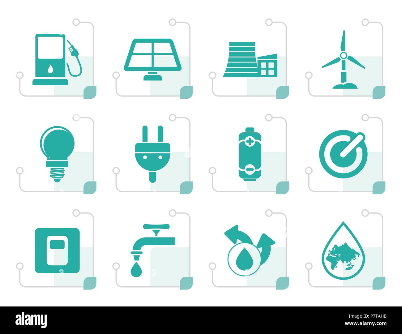 Stylized Ecology, power and energy icons - vector icon set Stock Vector ...