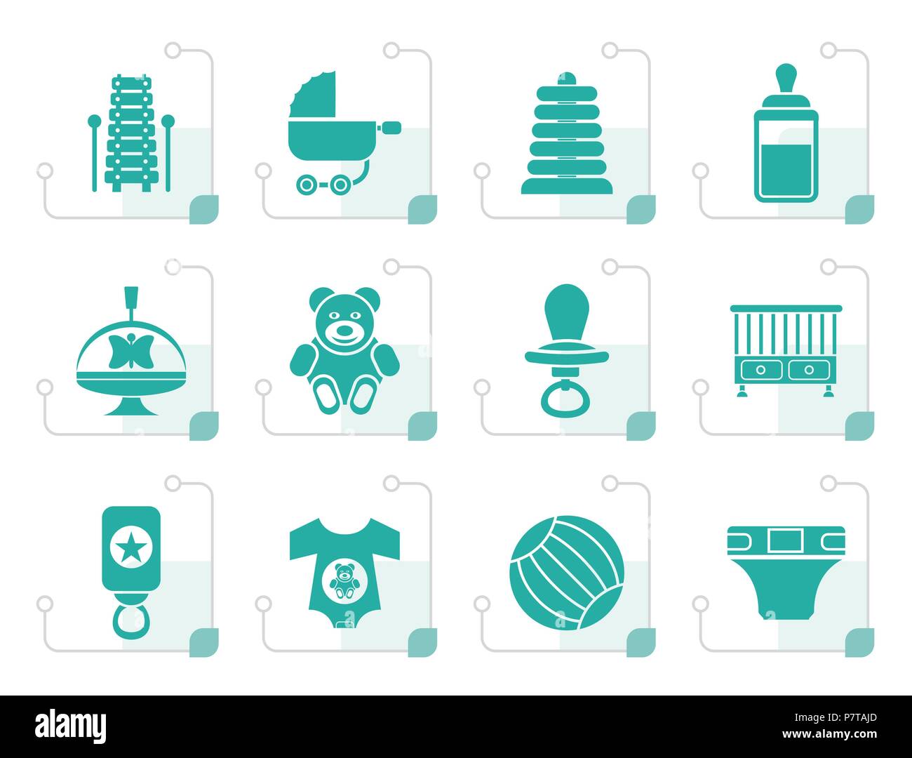 Stylized Child, Baby and Baby Online Shop Icons - Vector Icon Set Stock ...