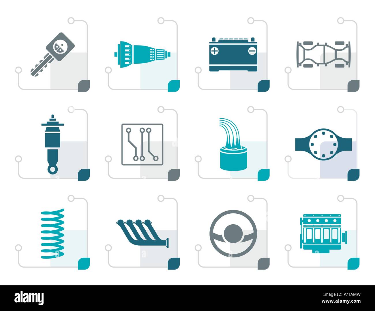 Stylized Realistic Car Parts and Services icons - Vector Icon Set 2 ...