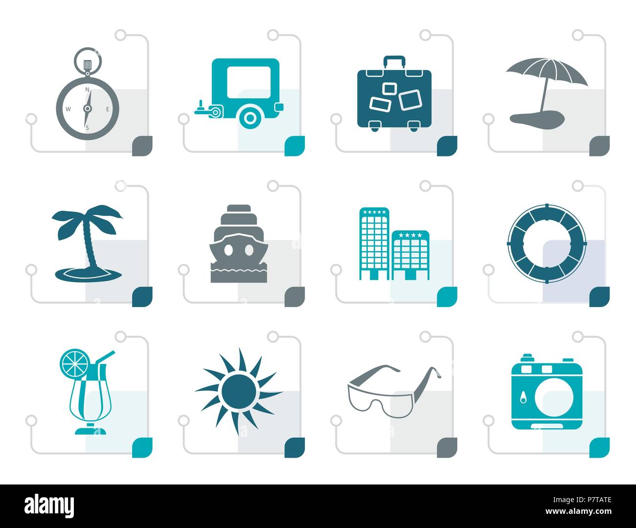 Stylized Travel, Holiday and Trip Icons - Vector Icon Set Stock Vector ...