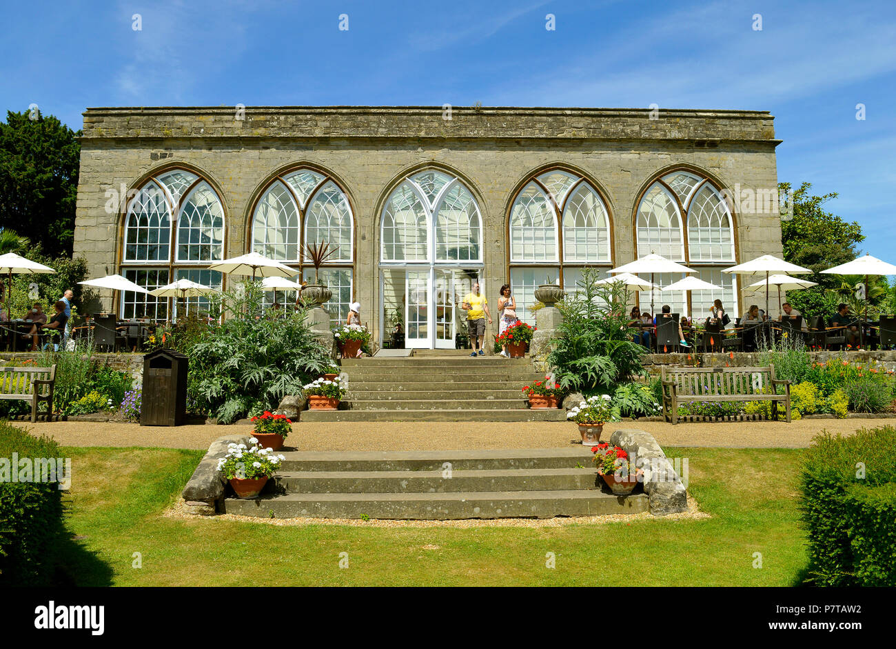 The historical medieval Warwick Castle conservatory in Warwickshire ...