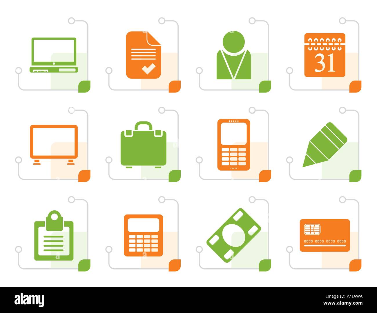Stylized Business and office icons - vector icon set Stock Vector Image ...
