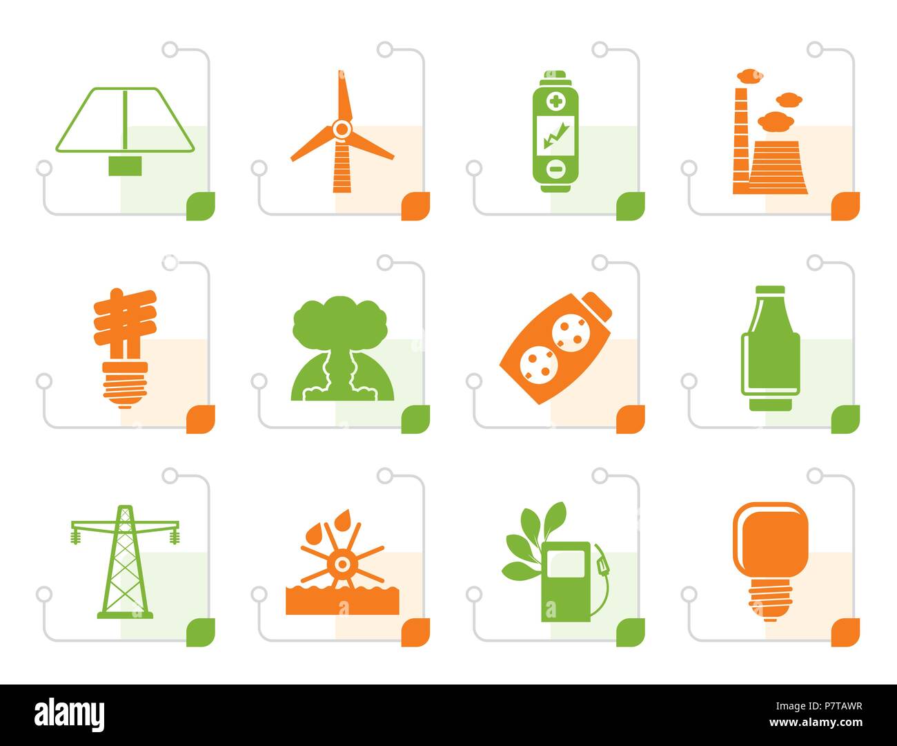 Stylized Power, energy and electricity icons - vector icon set Stock ...