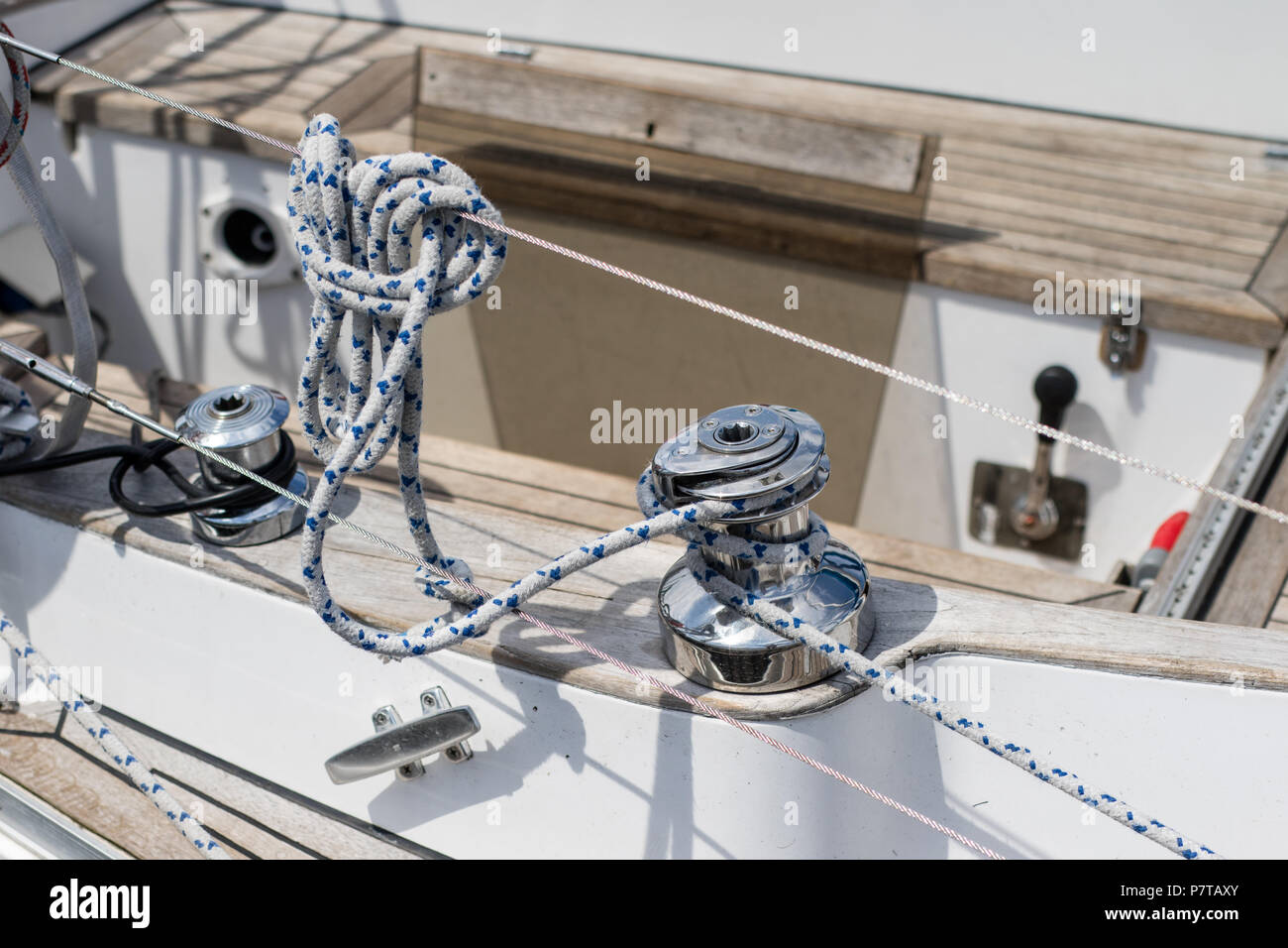 Rigging of deep-sea sailboats. Sailing accessories on a yacht. Season ...