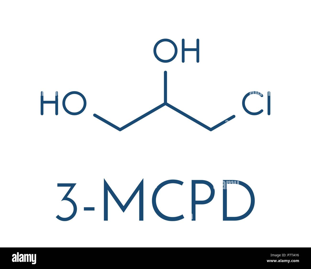 3-MCPD carcinogenic food by-product molecule. Produced when hydrochloric acid is added to food ...