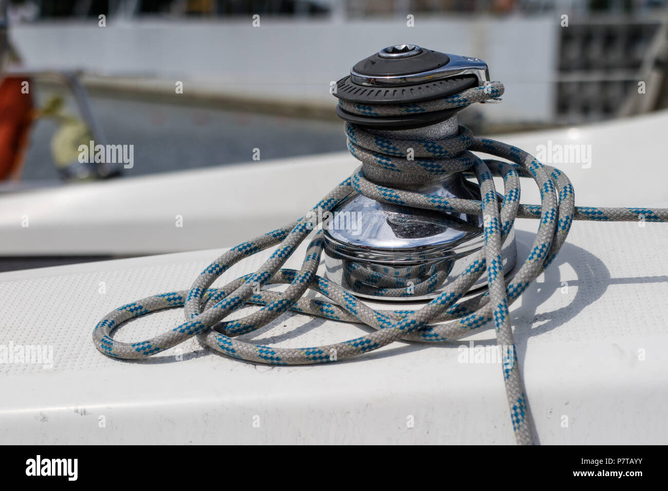 Rigging of deep-sea sailboats. Sailing accessories on a yacht. Season ...