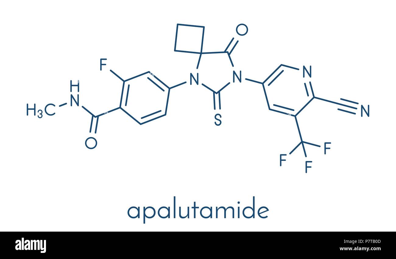 Apalutamide prostate cancer drug molecule. Skeletal formula Stock ...