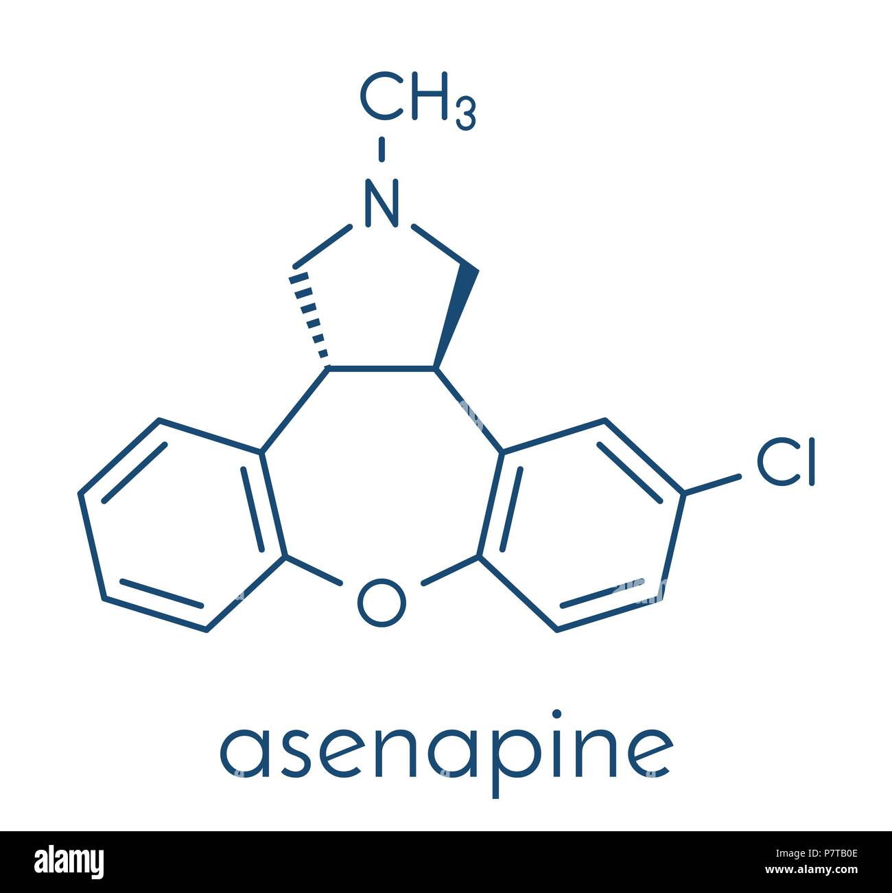 Asenapine antipsychotic drug molecule. Skeletal formula Stock Vector ...