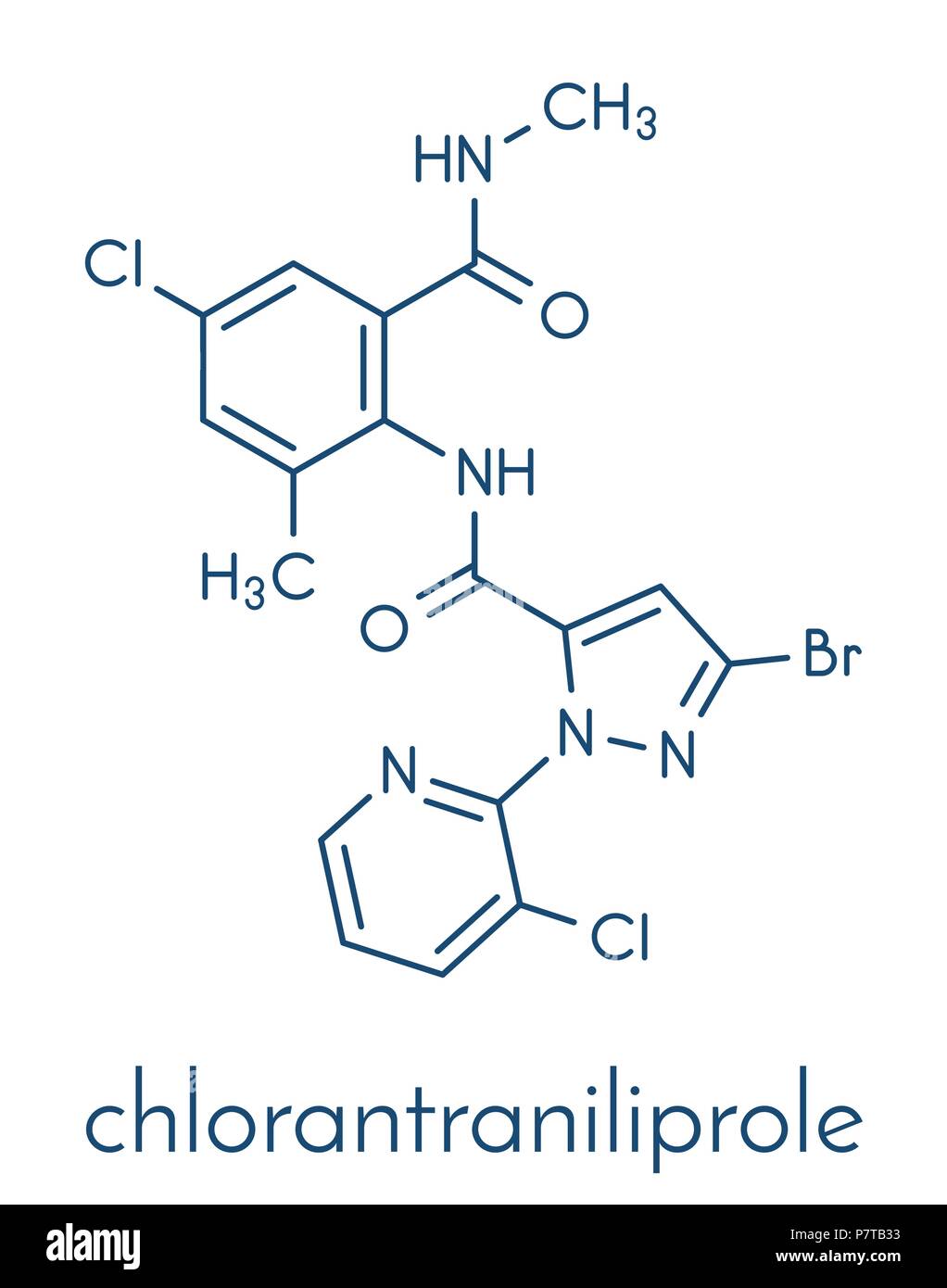 Chlorantraniliprole insecticide molecule (ryanoid class). Skeletal ...