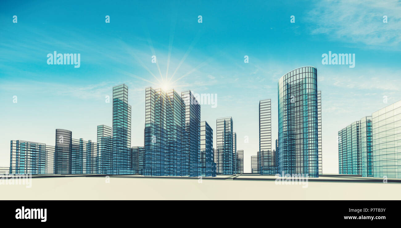 City scene 3d rendering Stock Photo - Alamy