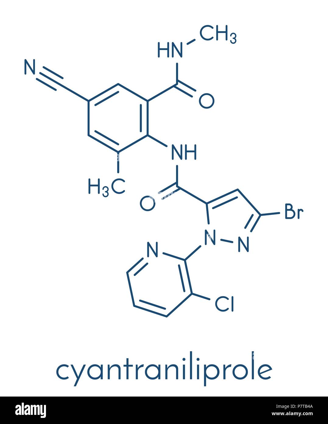 Cyantraniliprole insecticide molecule (ryanoid class). Skeletal formula ...