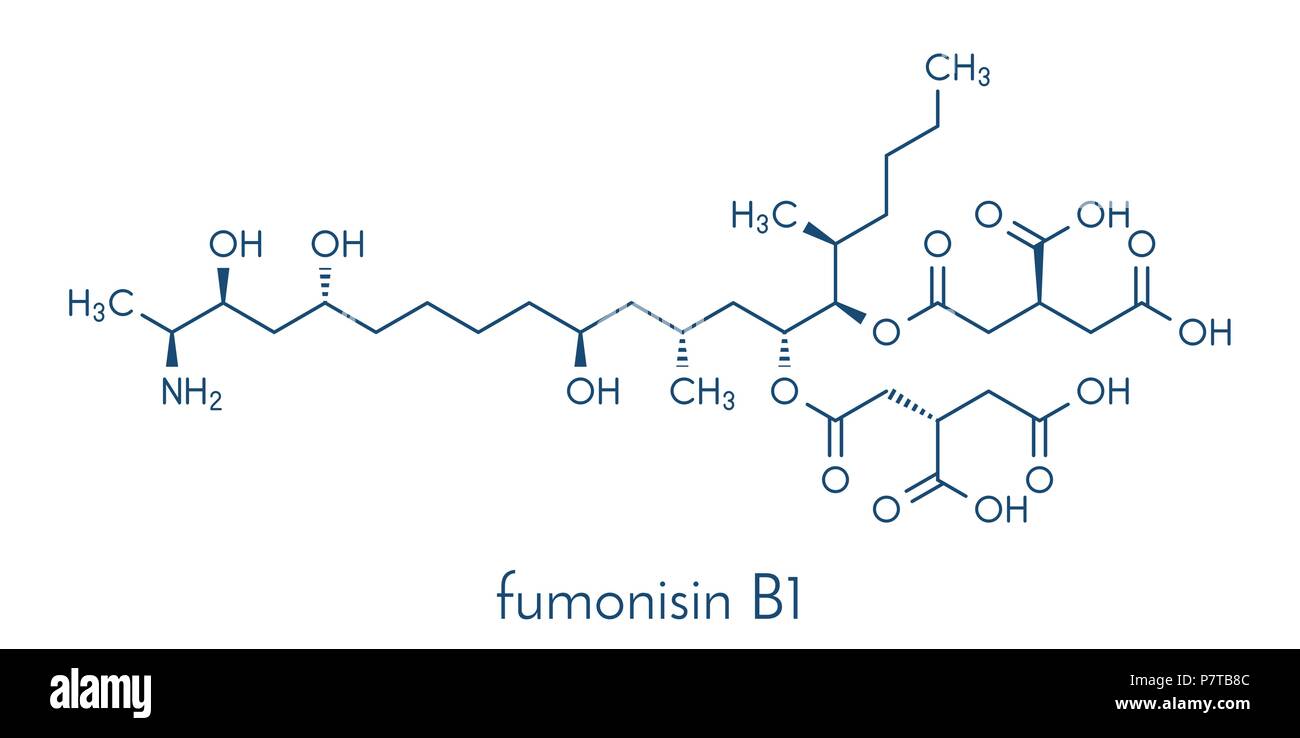 Fumonisin B1 mycotoxin molecule. Fungal toxin produced by some Fusarium ...