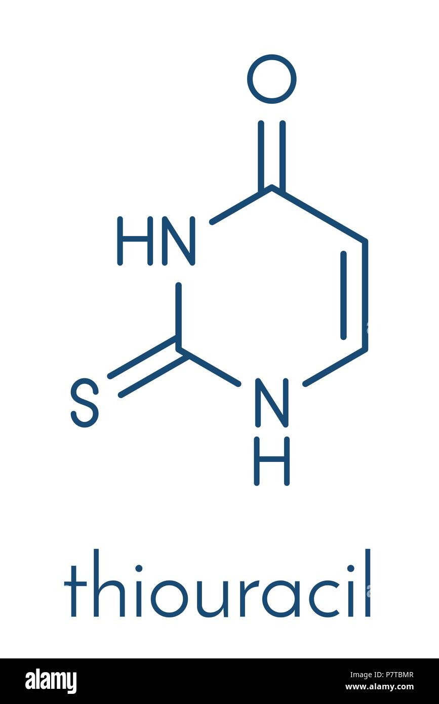 Thiouracil drug molecule. Obsolete drug molecule, previously used in ...