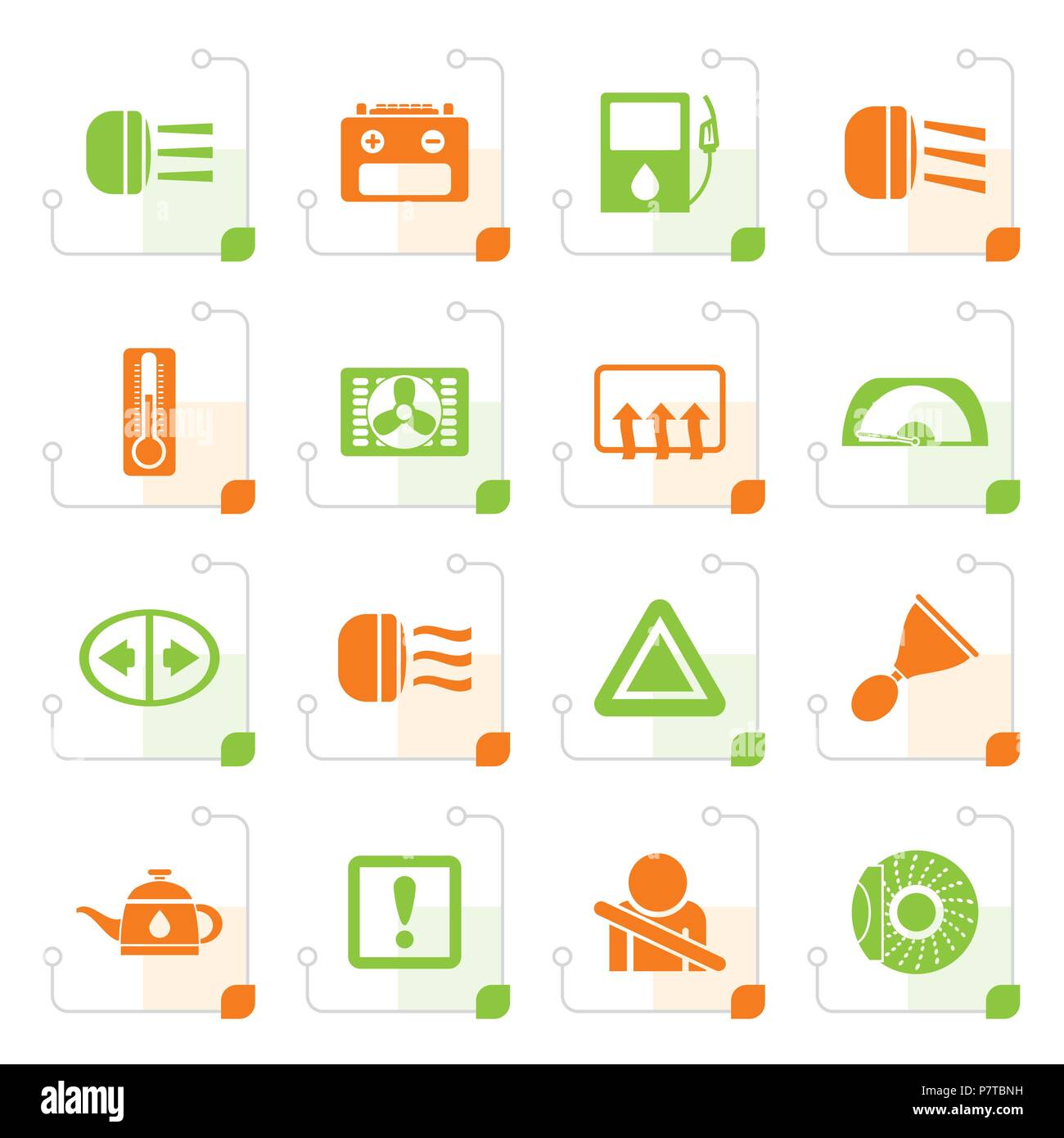 Stylized Car Dashboard - realistic vector icons set Stock Vector Image ...