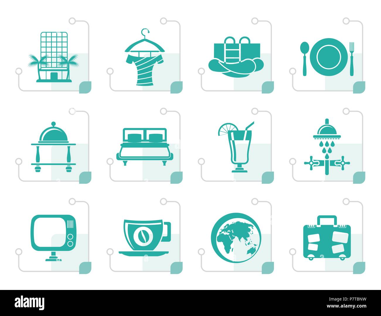 Stylized Hotel, motel and holidays icons - vector icon set Stock Vector ...