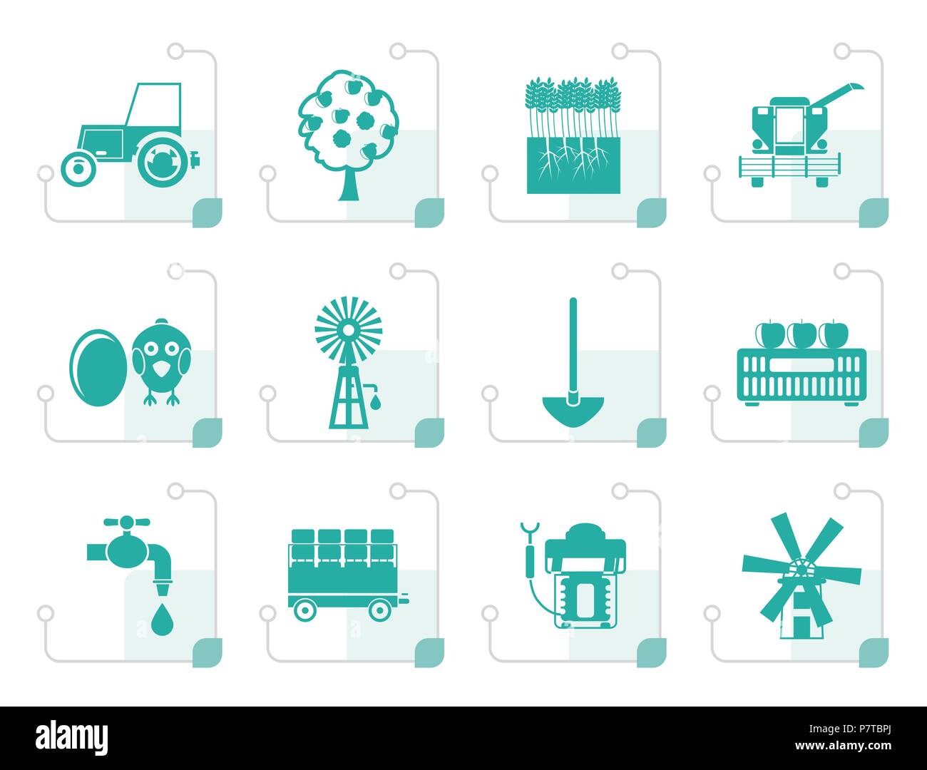 Stylized farming industry and farming tools icons - vector icon set ...