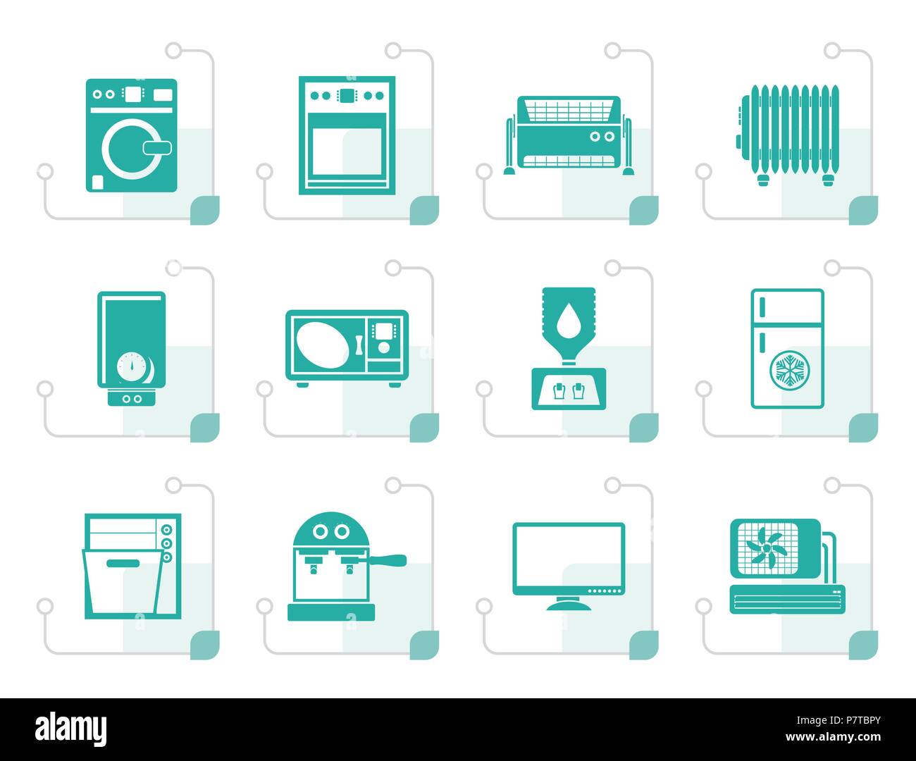Stylized Home electronics and equipment icons - vector icon set Stock ...
