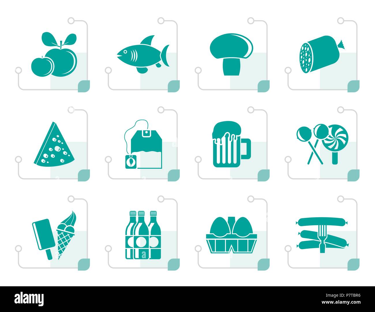 Stylized food, drink and shop icons - vector icon set Stock Vector ...