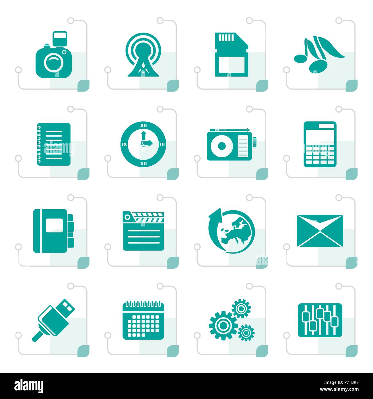 Stylized Phone Performance, Business and Office Icons - Vector Icon Set ...