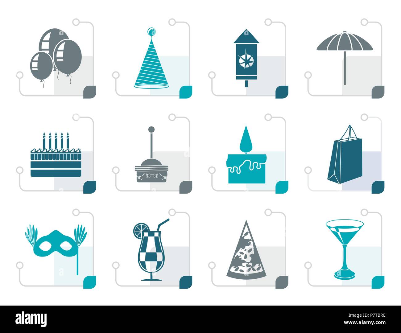 Stylized Party and holidays icons - vector icon set Stock Vector Image ...