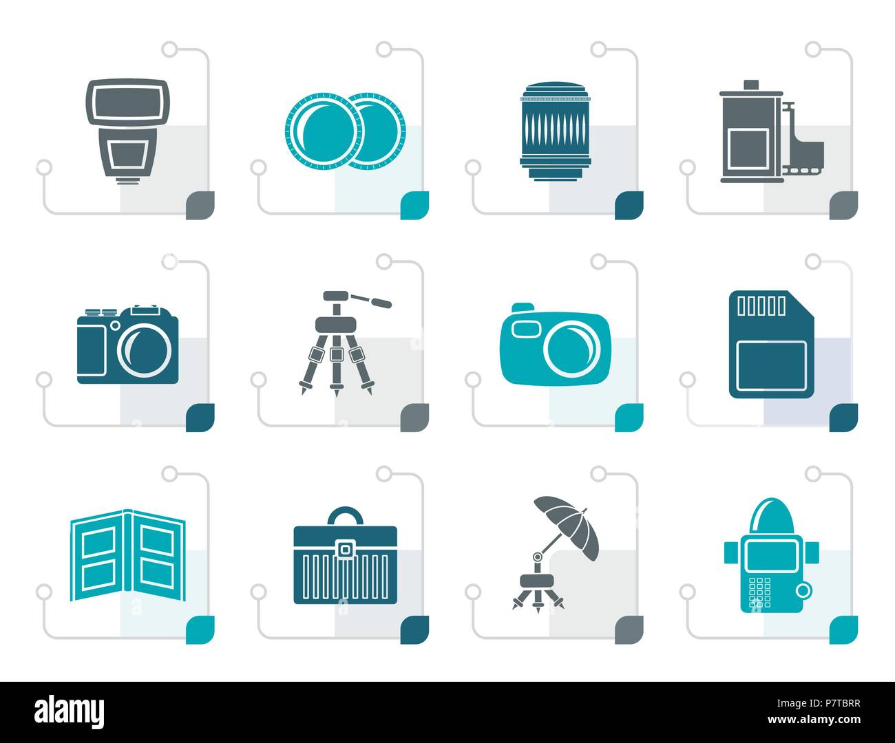 Stylized Photography equipment icons - vector icon set Stock Vector ...