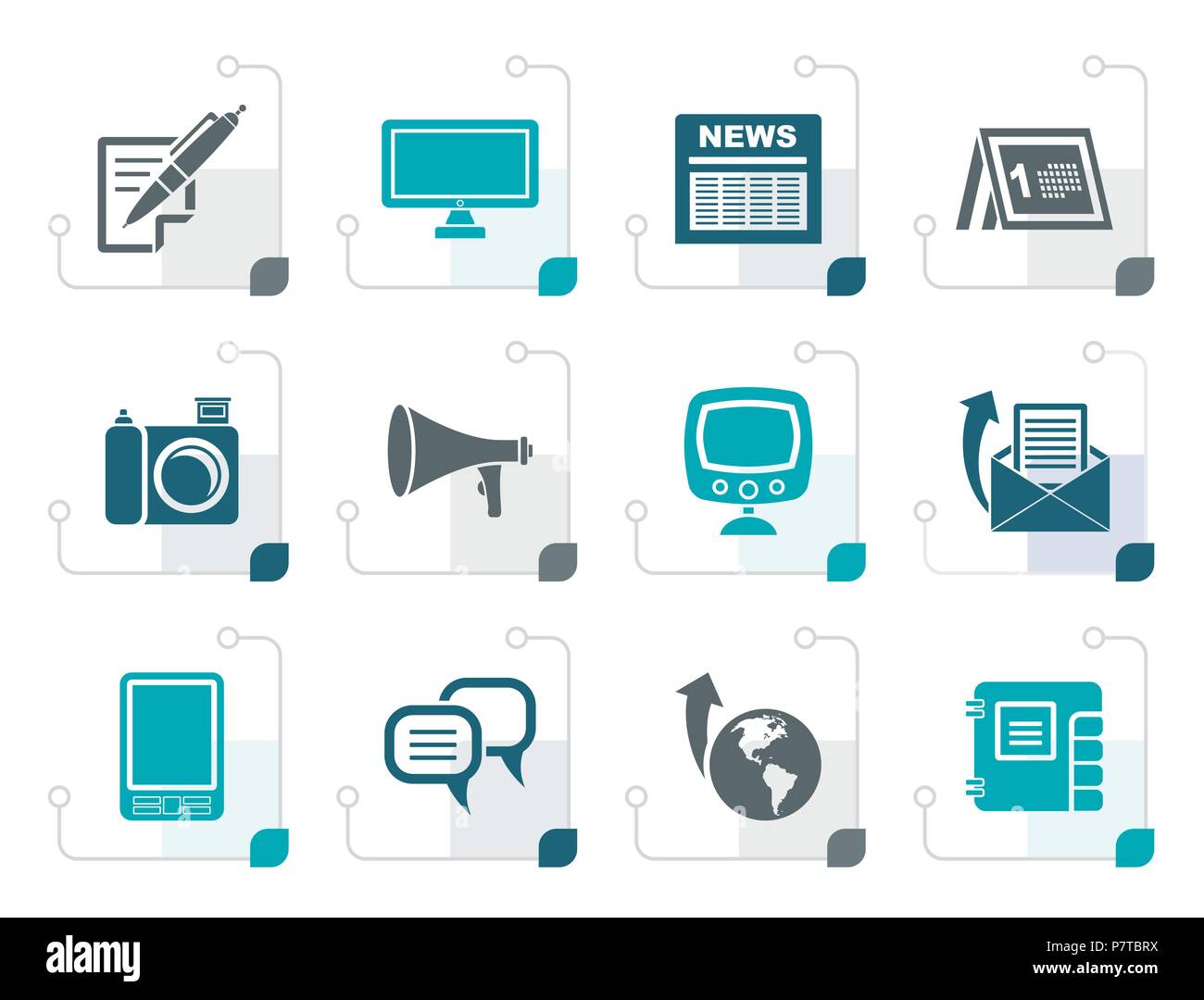 Stylized Communication channels and Social Media icons - vector icon ...