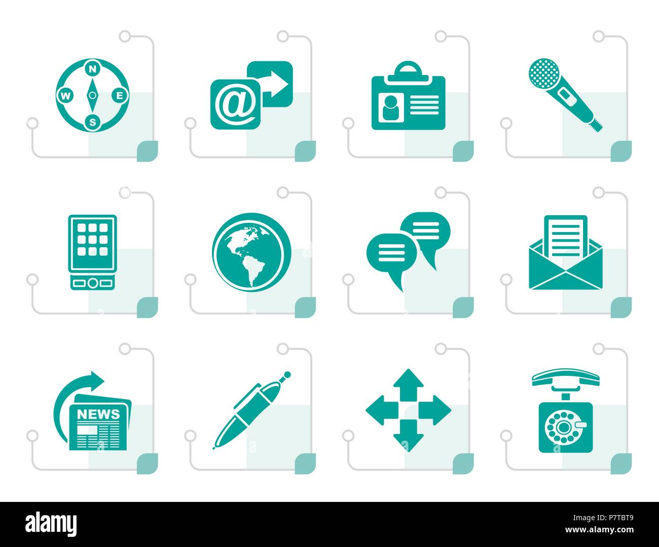 Stylized Business, office and internet icons - vector icon set Stock ...