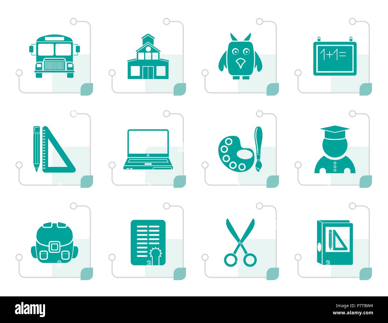 Stylized School and education objects - vector illustration Stock ...