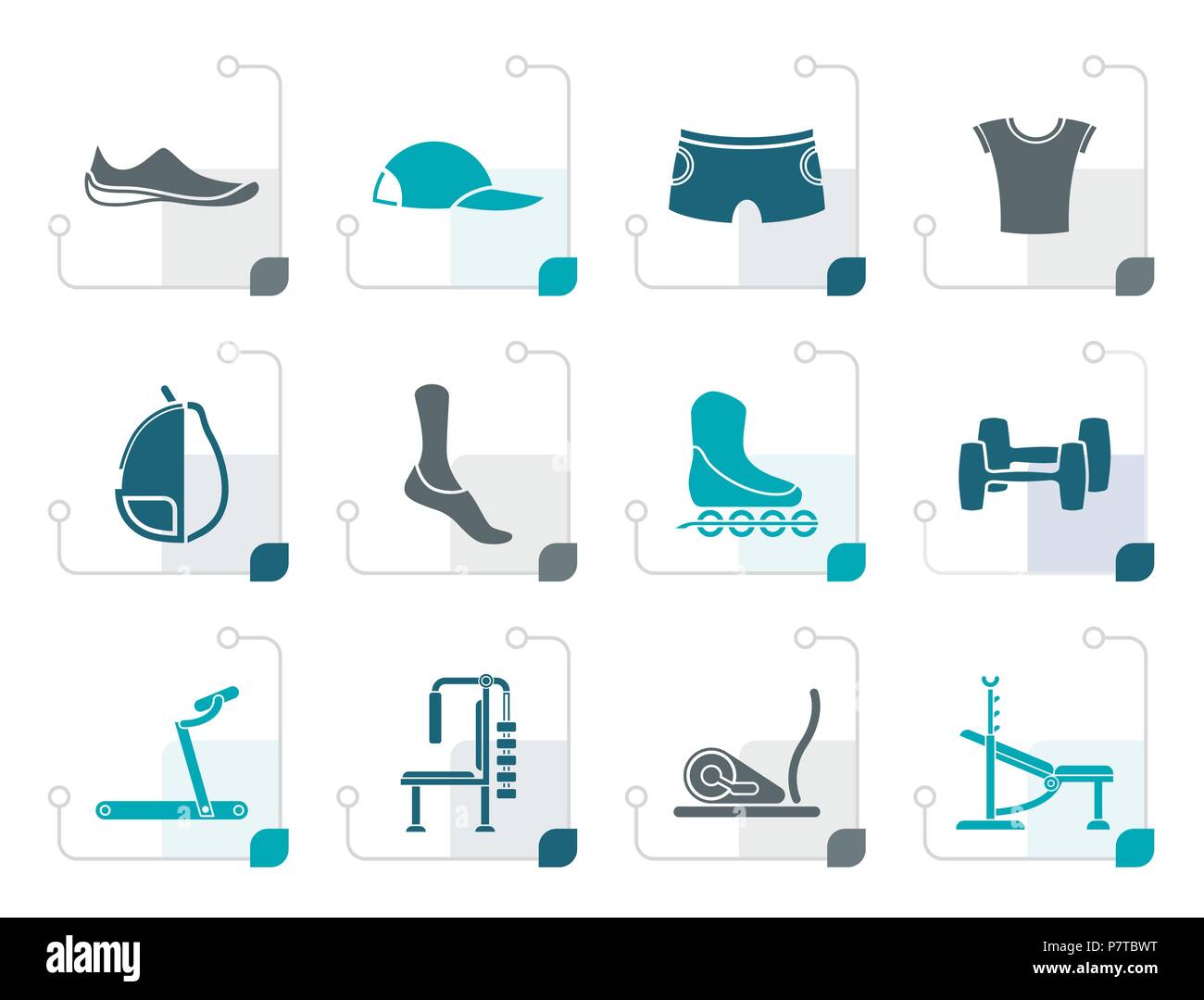 Stylized sports equipment and objects icons - vector icon set 1 Stock ...