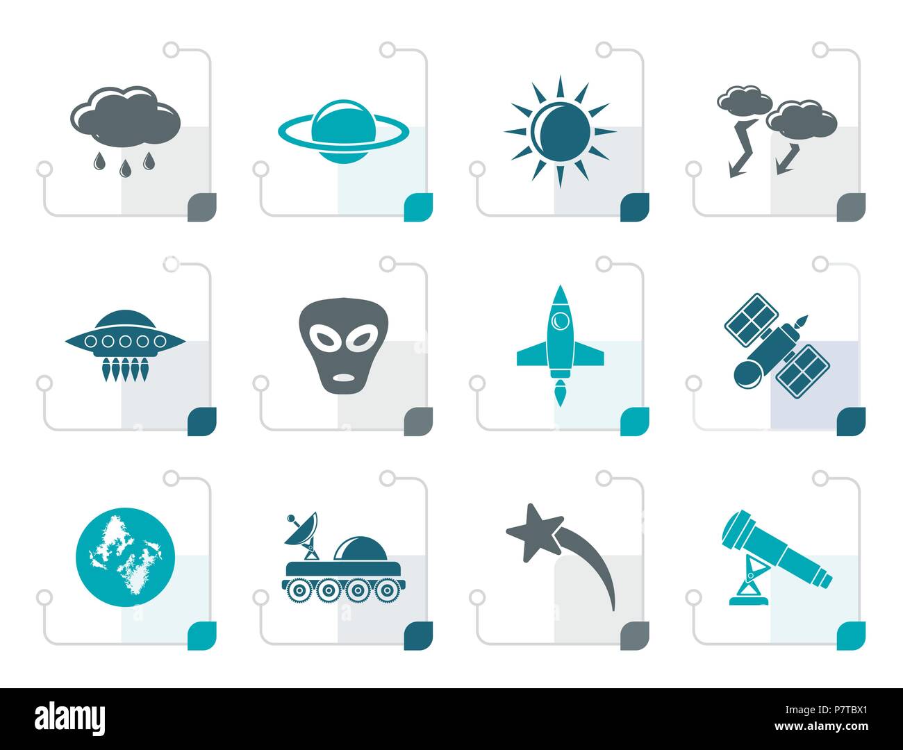 Stylized Astronautics and Space and universe Icons - Vector Icon Set ...