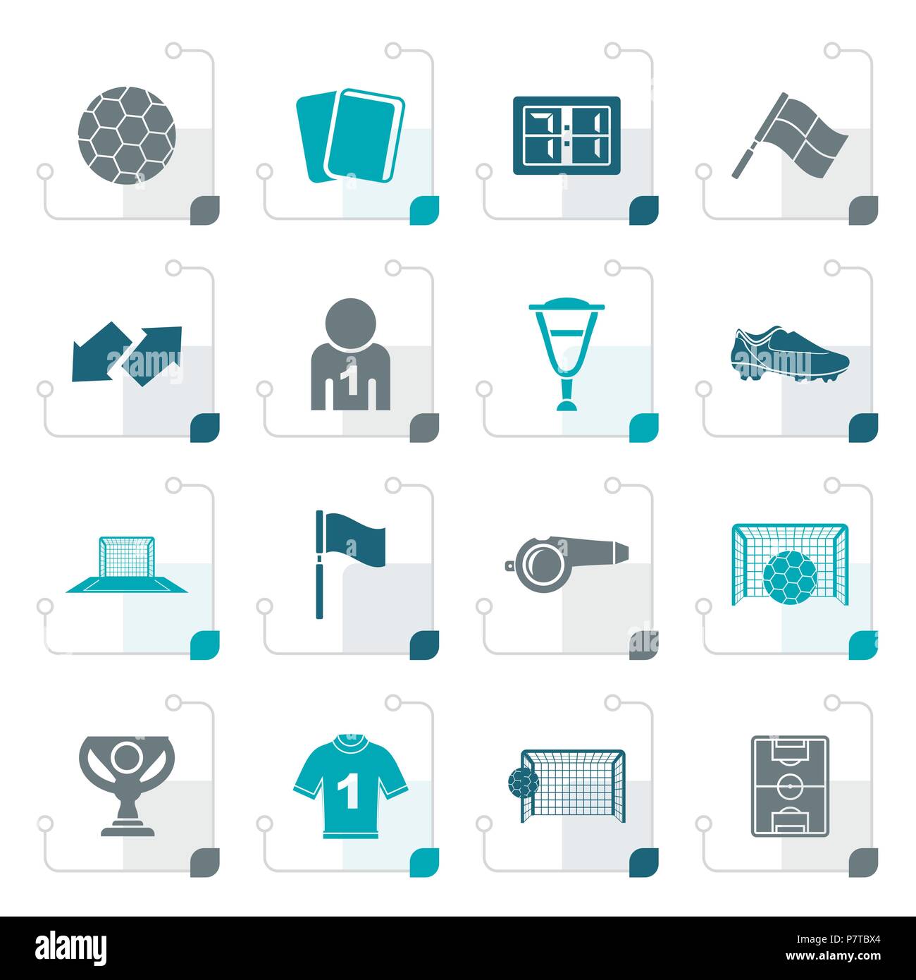 Stylized football, soccer and sport icons - vector icon set Stock ...