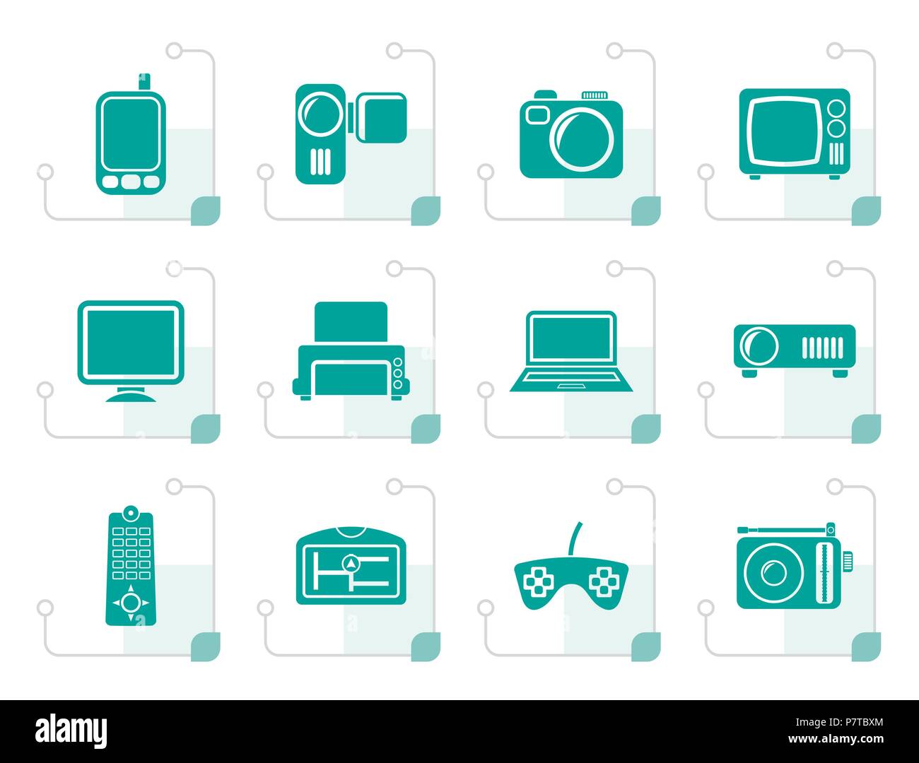 Stylized Hi-tech technical equipment icons - vector icon set Stock ...