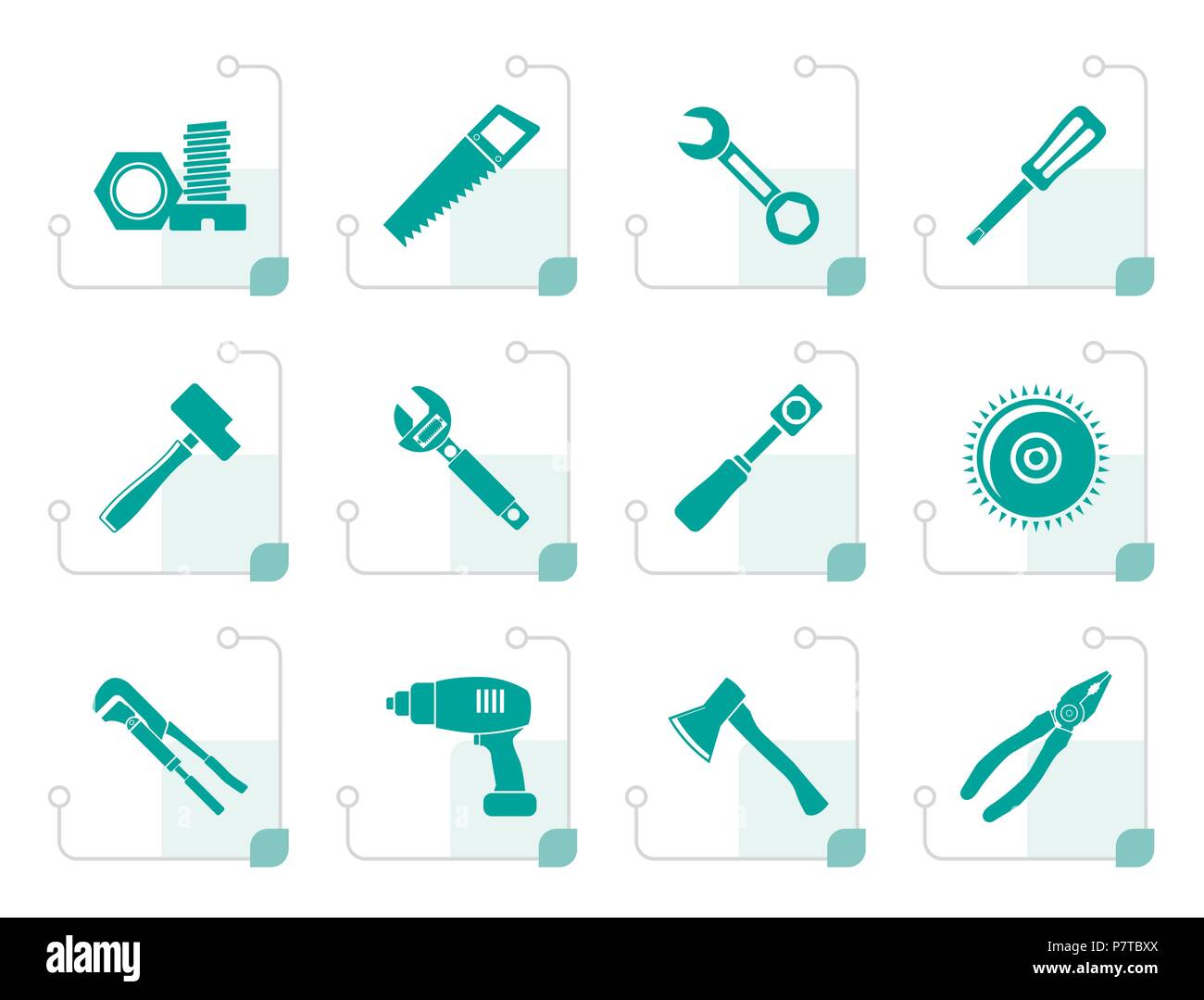 Stylized different kind of tools icons - vector icon set Stock Vector ...