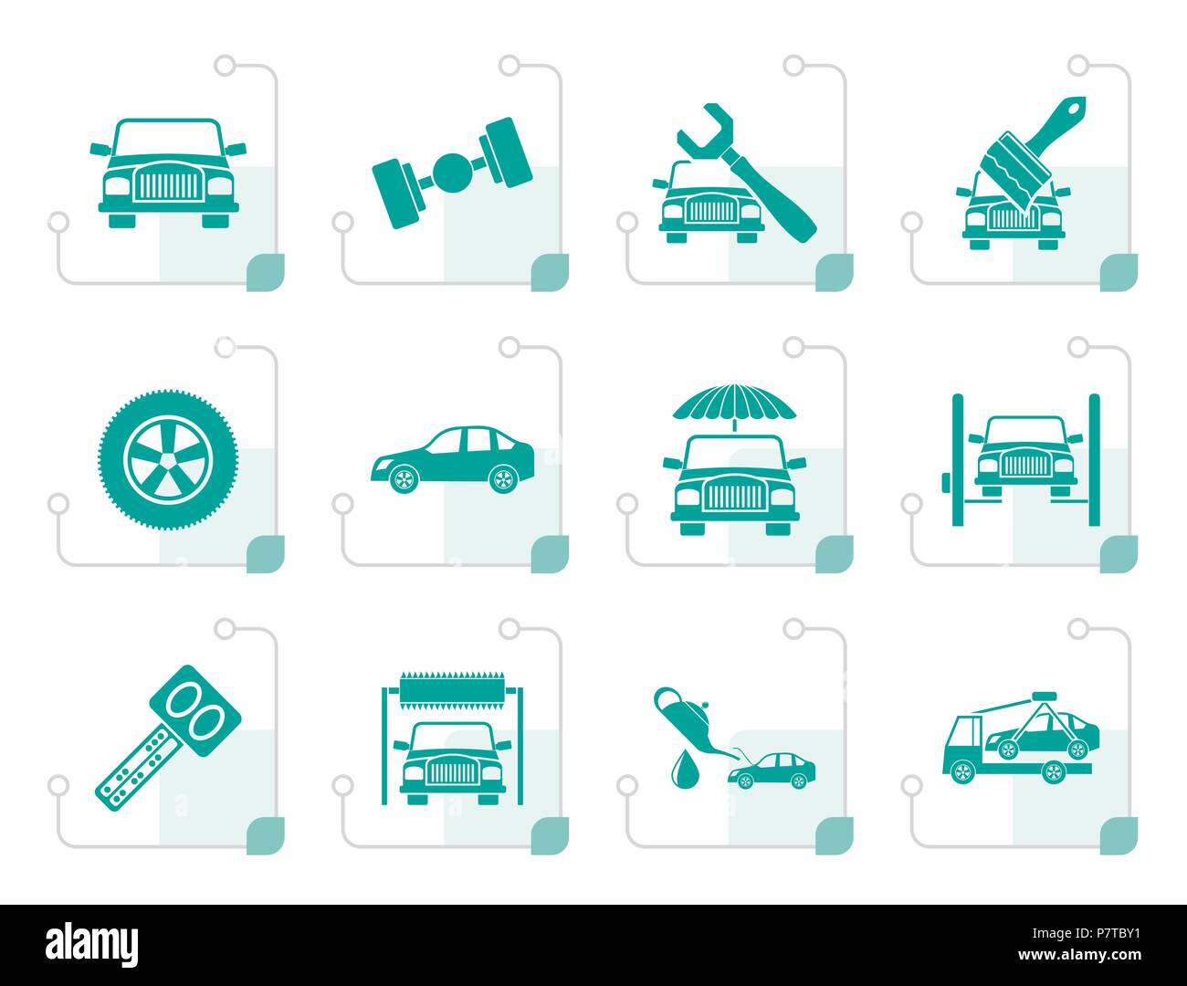 Stylized auto service and transportation icons - vector icon set Stock ...