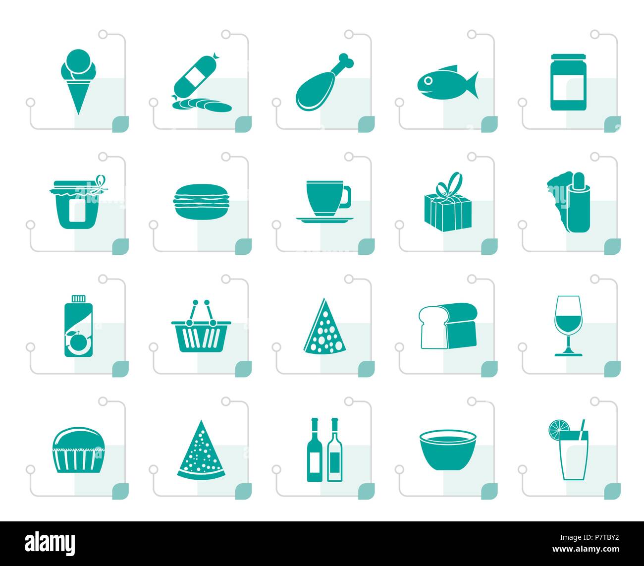 Stylized Shop and Foods Icons - Vector Icon Set Stock Vector Image ...