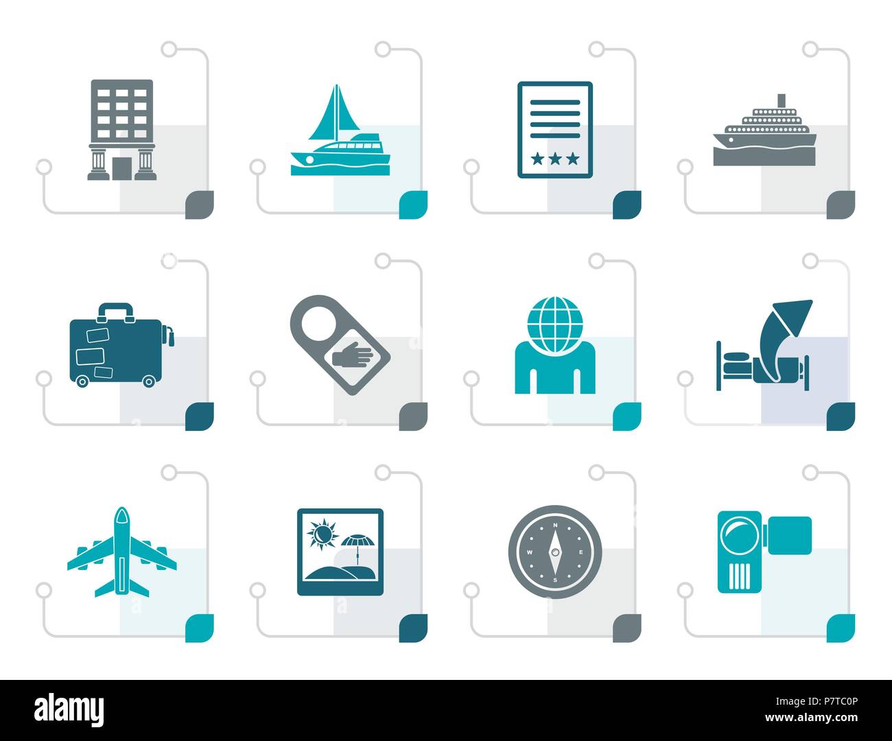 Stylized Travel, vacation and holidays icon - vector icon set Stock ...