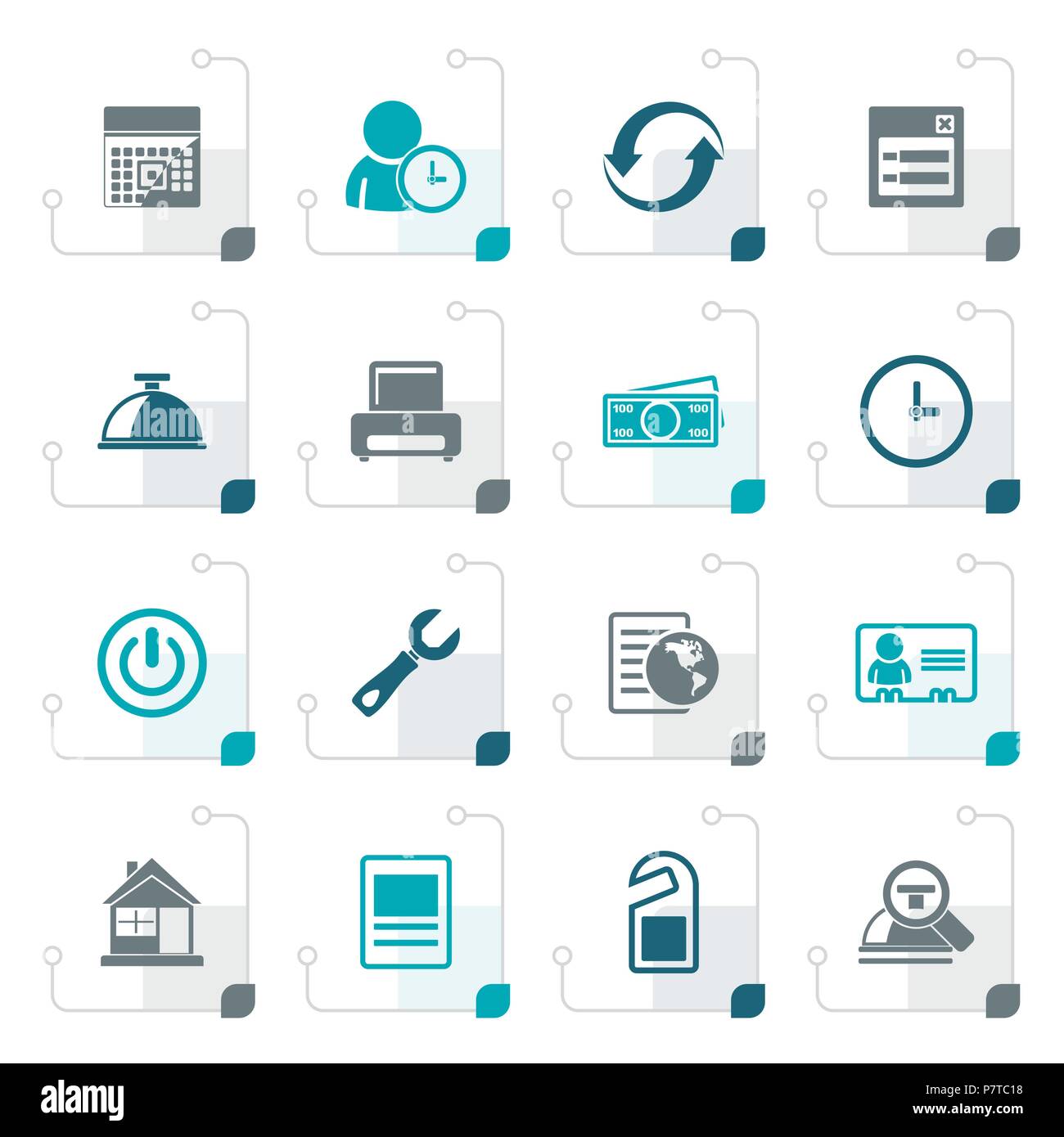 Stylized reservation and hotel icons - vector icon set Stock Vector ...