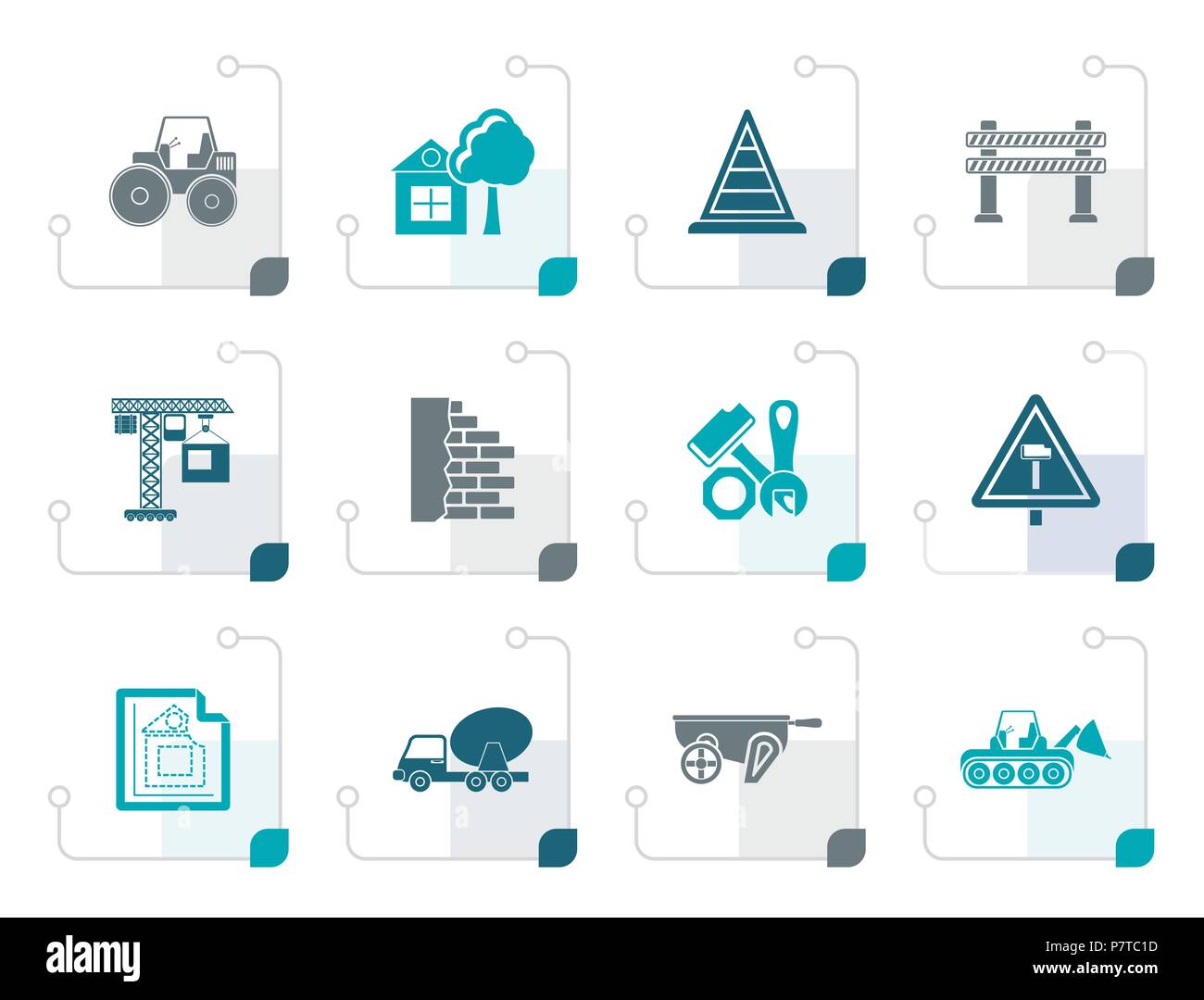 Stylized Construction and building Icons - vector icon set Stock Vector ...